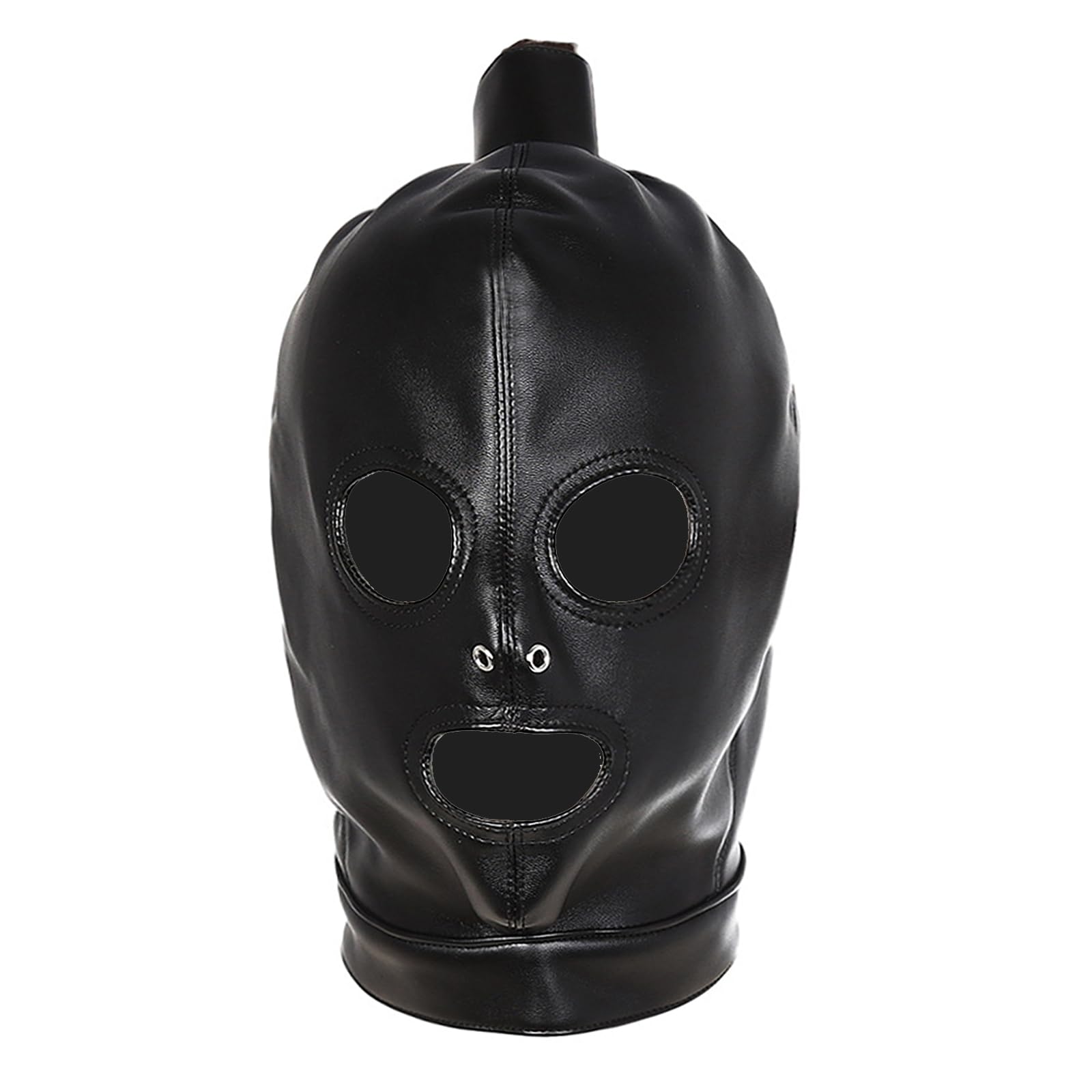 Full Cover Hood Mask Adjustable PU Leather Head Mask Opened Mouth Show ...