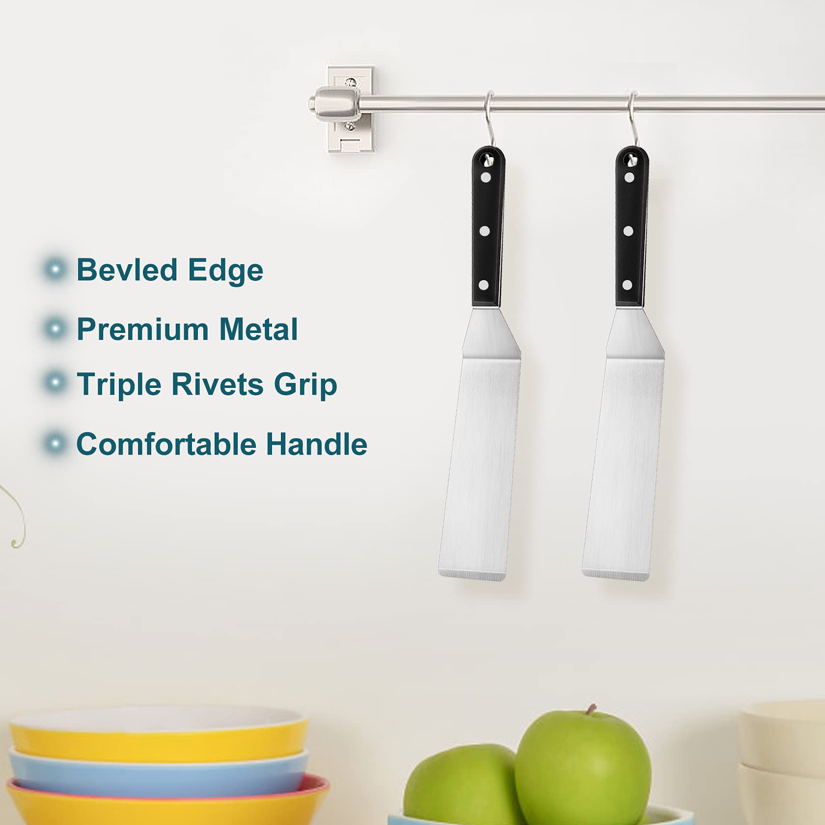 Snapklik.com : 2Pcs Long Narrow Metal Spatula Set, Stainless Steel ...