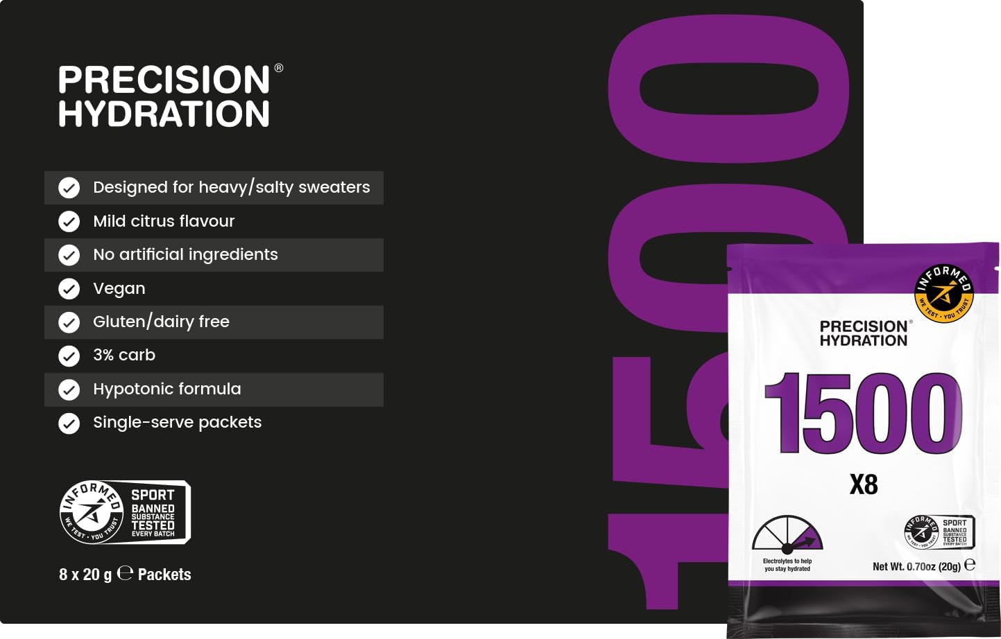 Precision Hydration Electrolyte Powder Packets - No Artificial ...