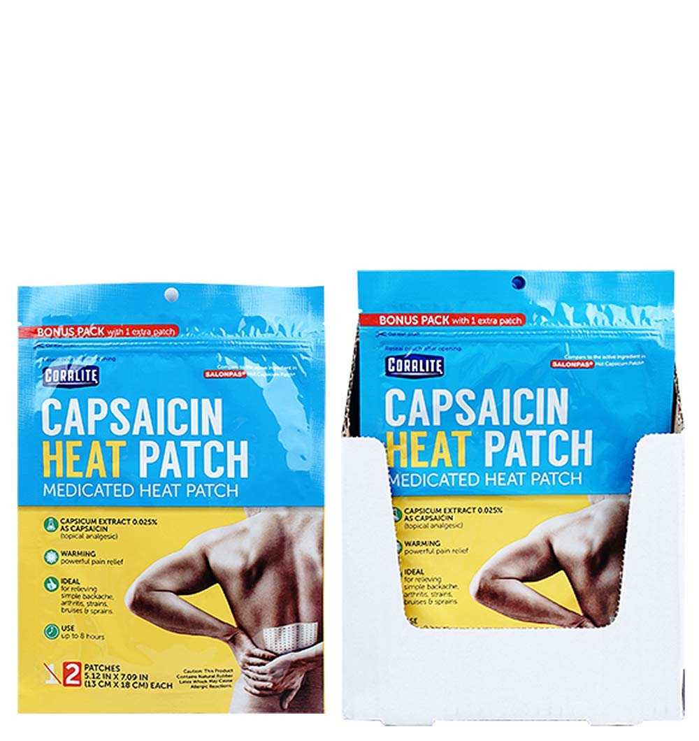 Coralite Capsaicin Heat Medicated Relief Patch, 2 Patches Per Pack (24 ...