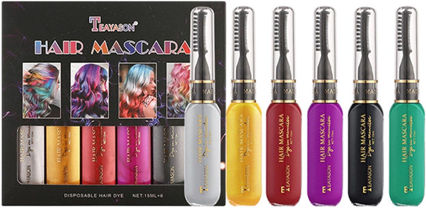 6 Colors Temporary Hair Dye | Temporary Hair Dye Washable Hair Mascara ...