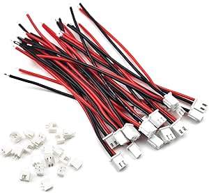 Amazon.com: 30 Sets JST-XH 2.54mm Pitch 2 Pin Male Connector Kit with 10cm Silicone Wire Cables ...
