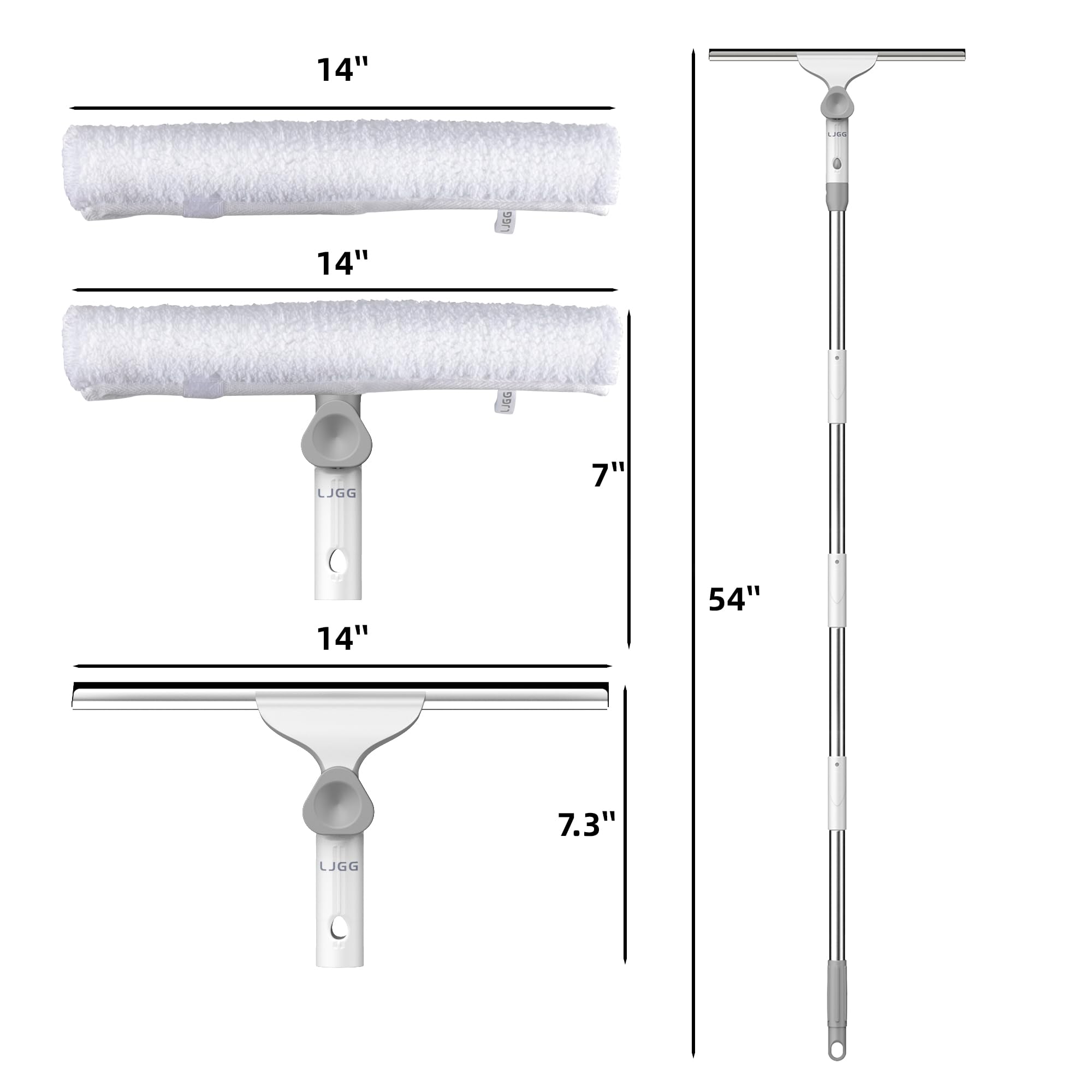 LJGG Window Cleaning Squeegee kit, 14" Squeegee and 14" Microfiber ...