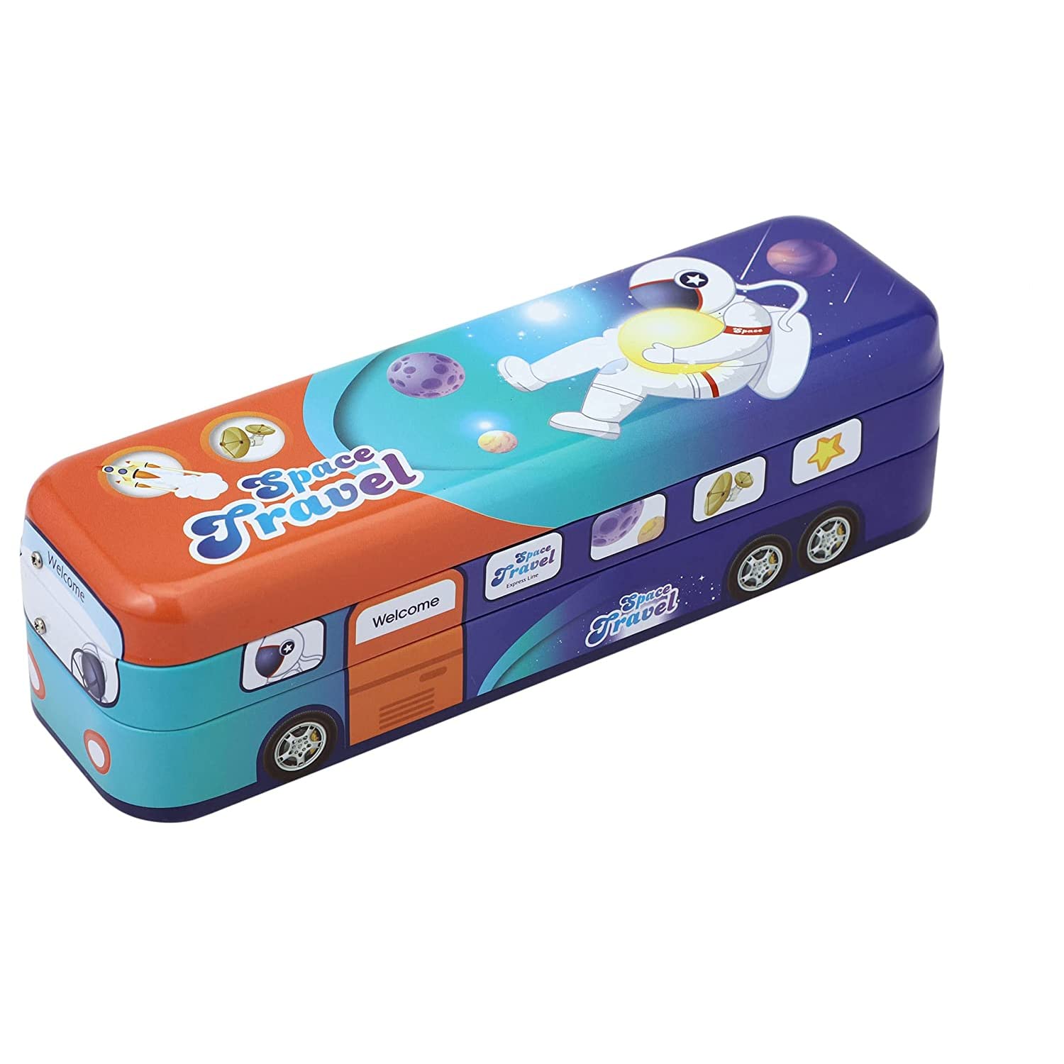 Buy LEERFIE Travel School Bus Pencil Box Kids with Wheel /Stylish ...