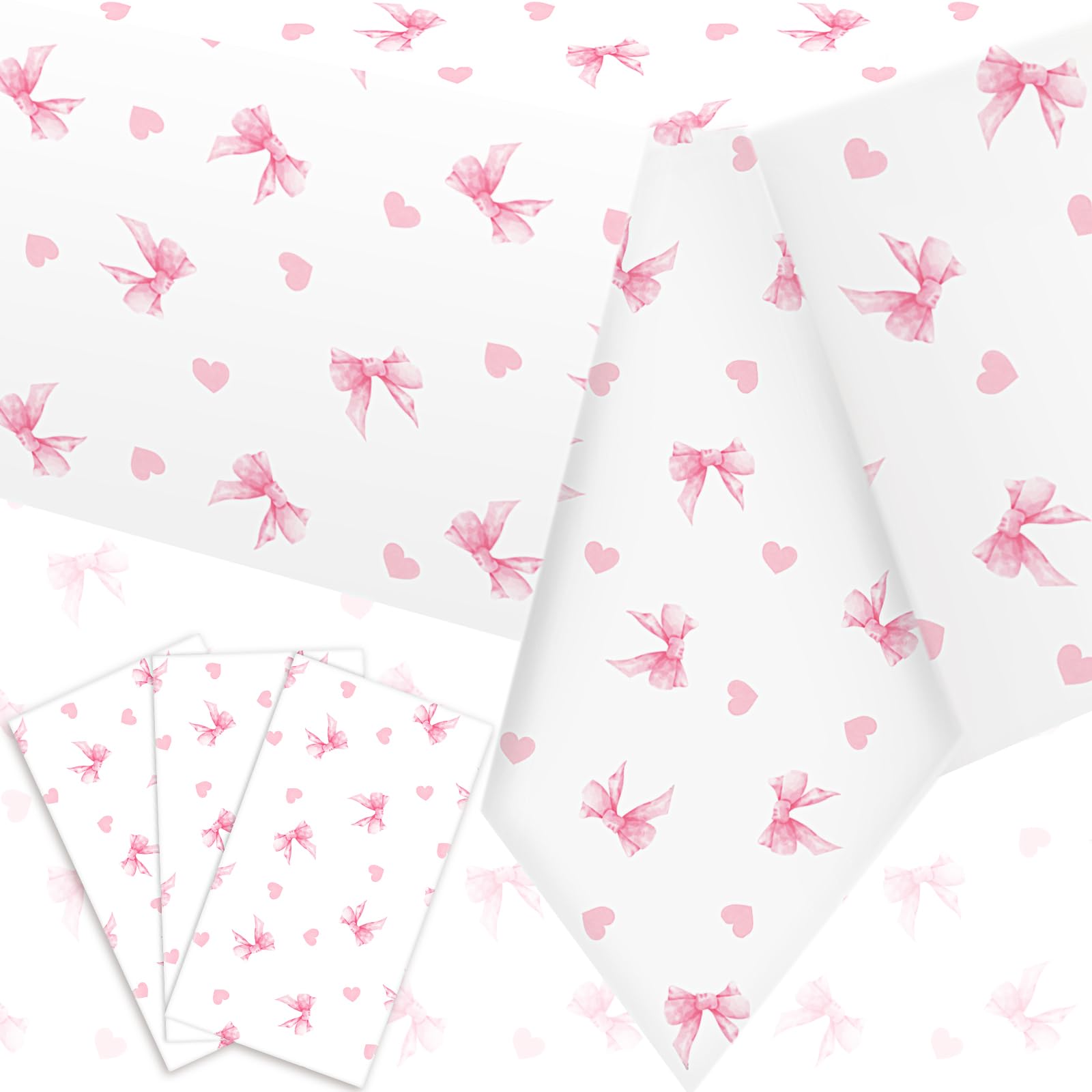 Amazon.com: Hahafelt 3 Pack Coquette Pink Bow Tablecloth 54 x 108 Inch ...