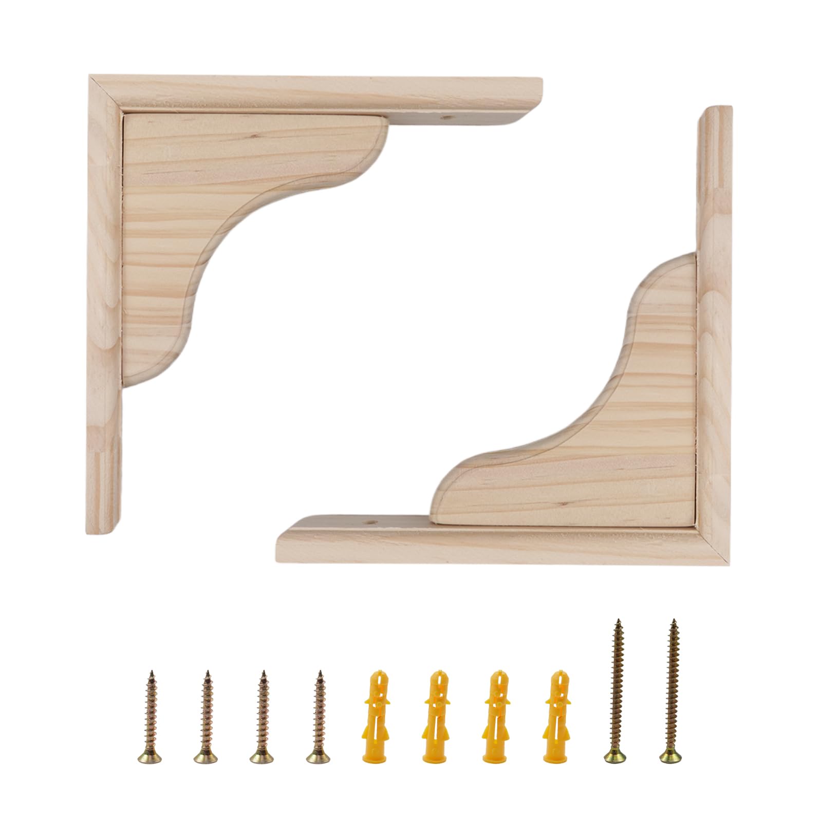 Antrader Solid Wall Mount Wood Shelf Bracket,2Pcs 6" Wooden Shelf ...