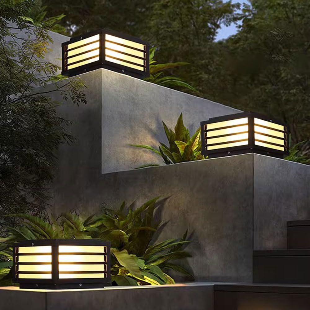 SLAWA Solar Post Light Fixture Outdoor Courtyard Column Post Lighting ...