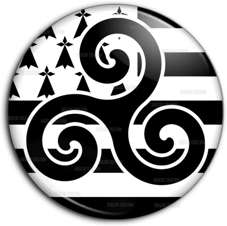 Badge 25mm Bouton Epinglette Drapeau Breton Bretagne Triskell Hermine ...