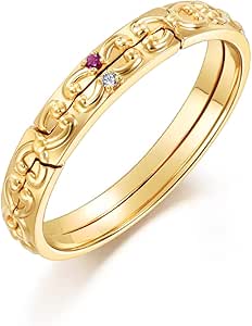 CHOW SANG SANG 18K Yellow Solid Gold Gimmal ring with jewels Ring for ...