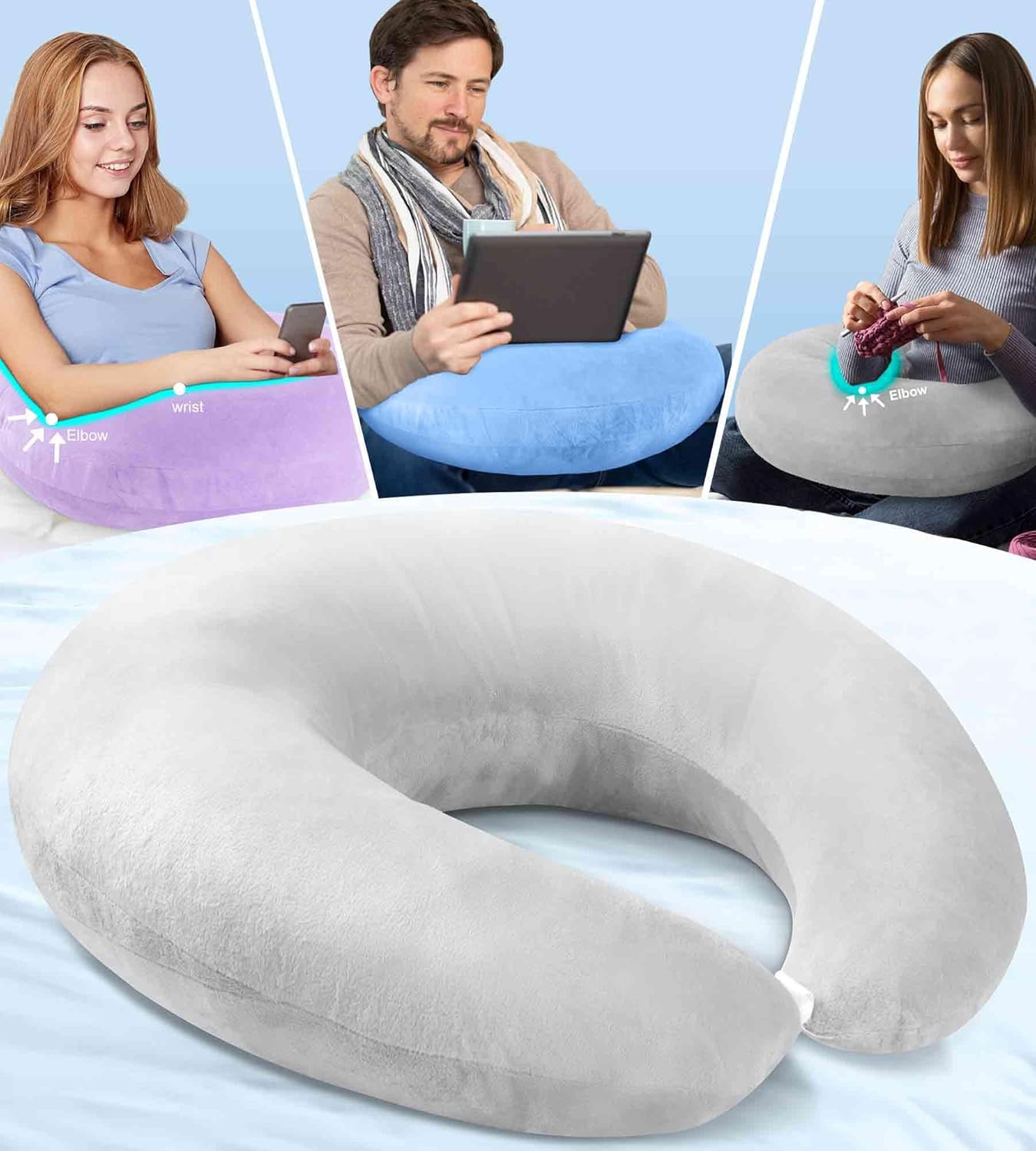 Gaming Pillow Arm Support Pillow for Bed & Sofa: Ergonomic U-Shaped Lap ...