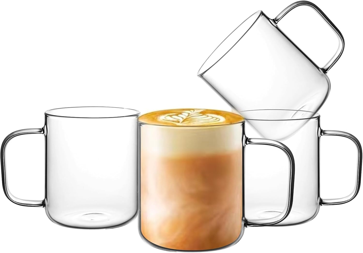 D.M DESIGN·MASTER [4 Pack, 500 ML] - Premium Large Glass Coffee Mug ...