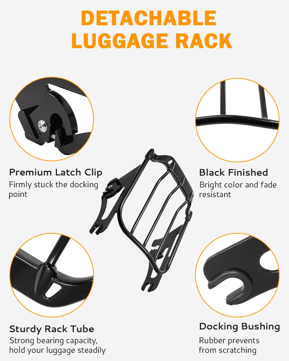 Snapklik.com : PBYMT Gloss Black Detachable Two Up Mounting Luggage ...
