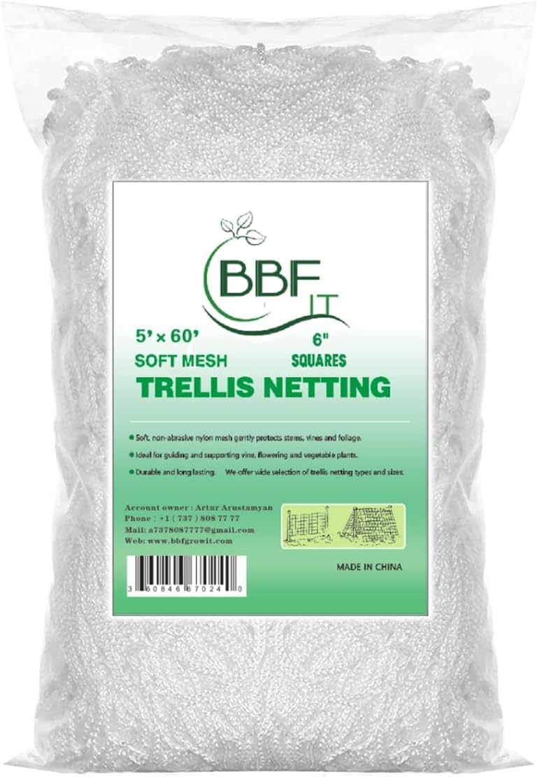 Amazon.com : BBF IT Plant Trellis Netting 5 * 60FT Heavy-Duty Polyester ...