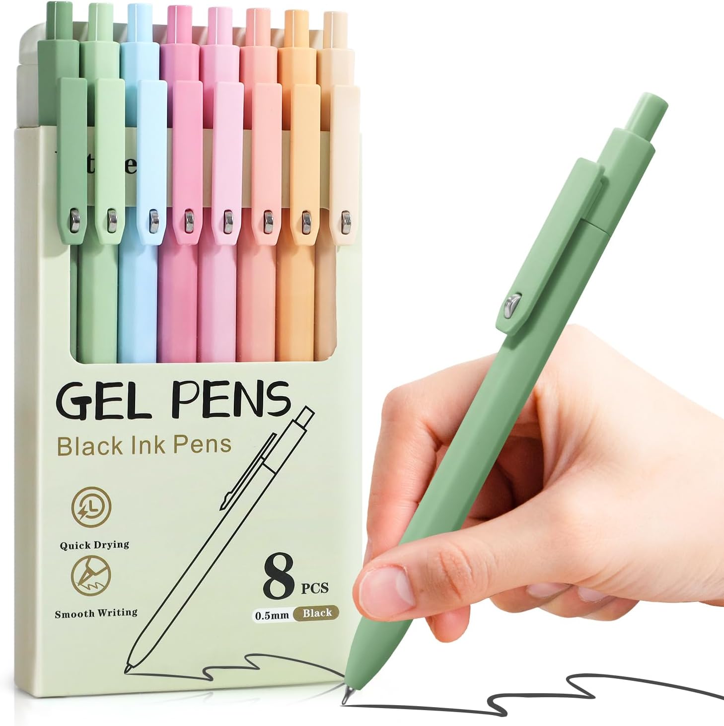 Amazon.com: Piochoo Gel Pens, 8 Pcs 0.5mm Fine Point Aesthetic Pens ...