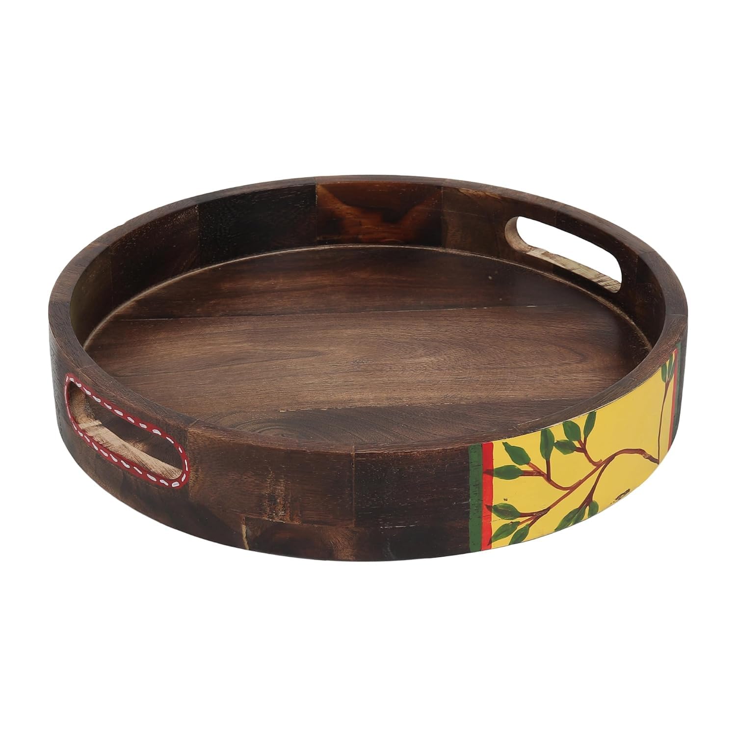 Amazon.com: Round Mango Wood Tea Coffee Tray for Serving Handmade ...