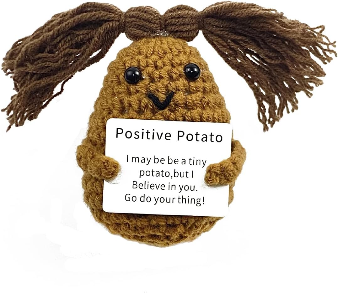 Amazon.com: Kuncottz Funny Positive Potato Knitted Wool Cute Mini Happy ...