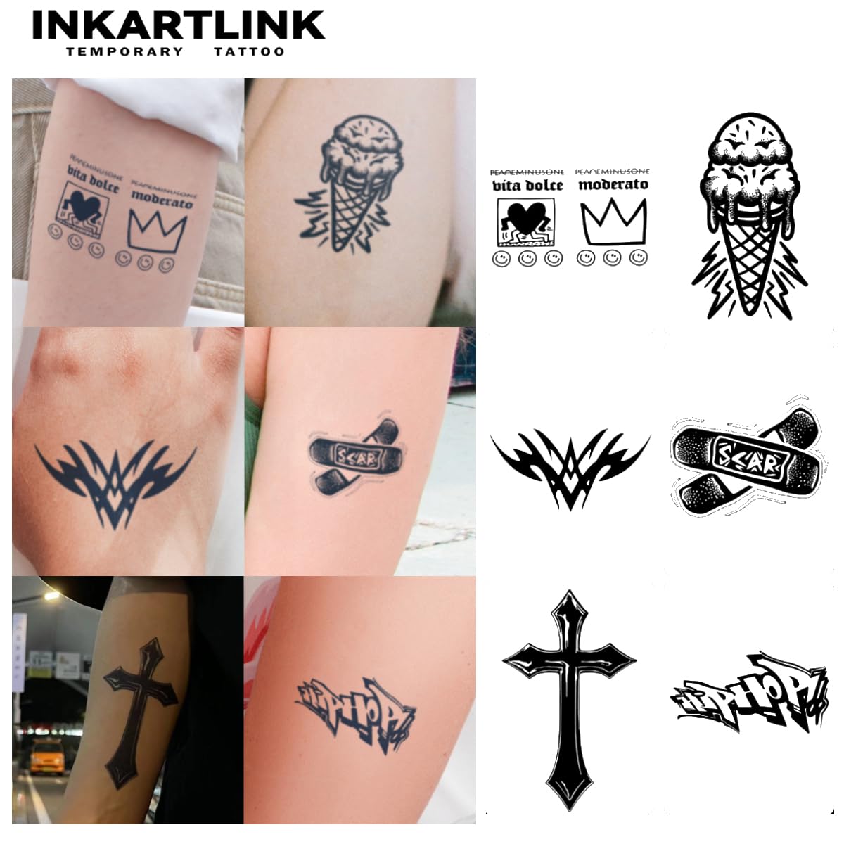 Snapklik Tattoo Tech 6 Sheets Small Semi Permanent Tattoo