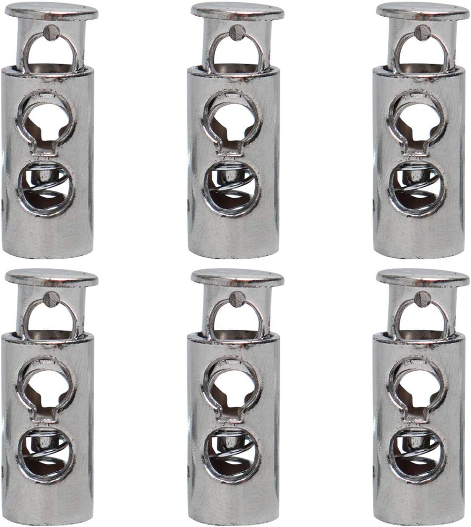 sourcing map 6pcs Spring Cord Locks Plastic End Stopper Dual Holes ...