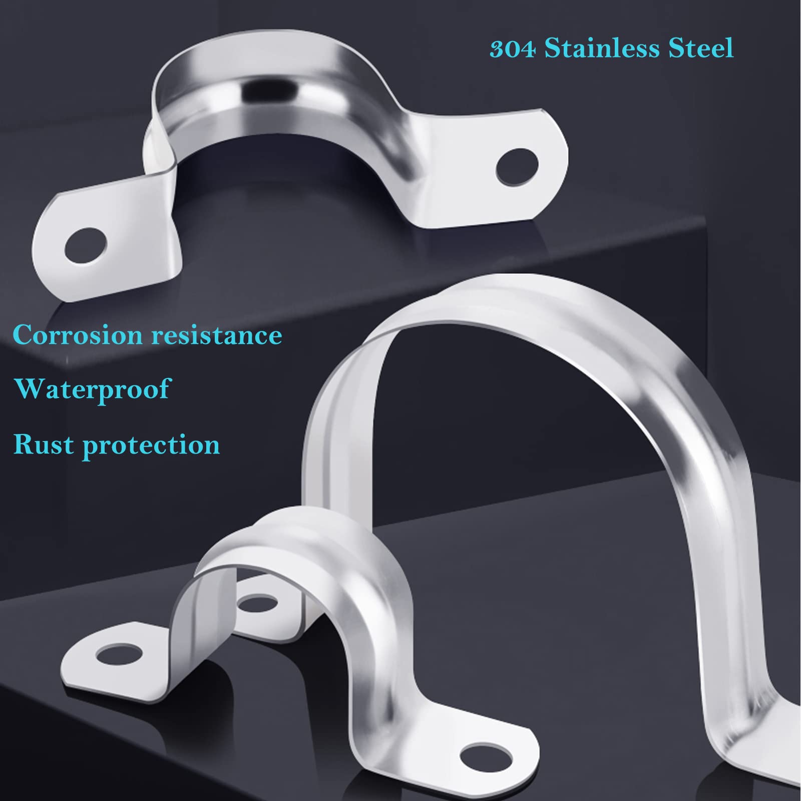 Snapklik.com : AKIHISA 4 Pcs 2 Hole U Tube Strap Clamp 304 Stainless ...