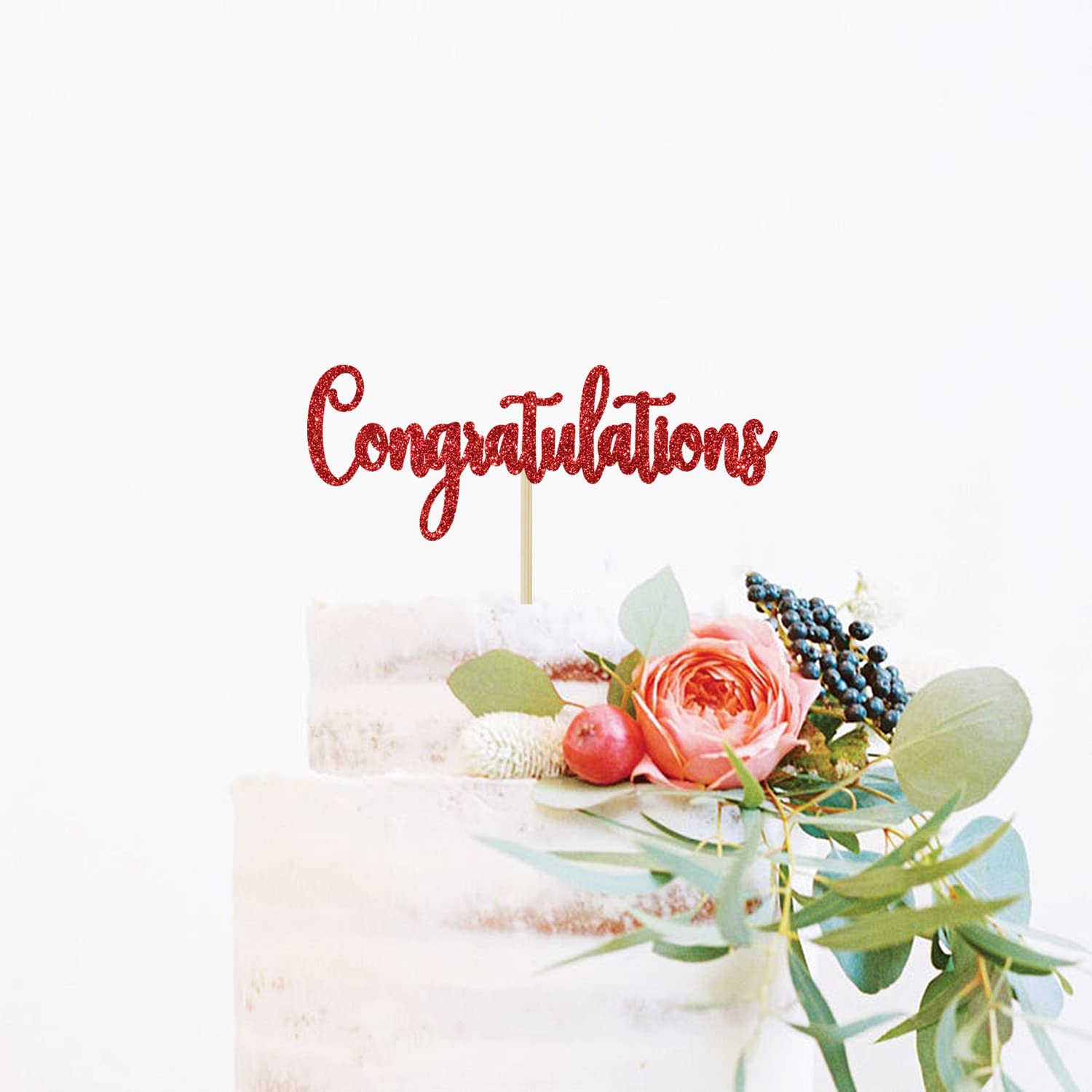Snapklik.com : Red Glitter Congratulations Cake Topper - Congrats Cake ...