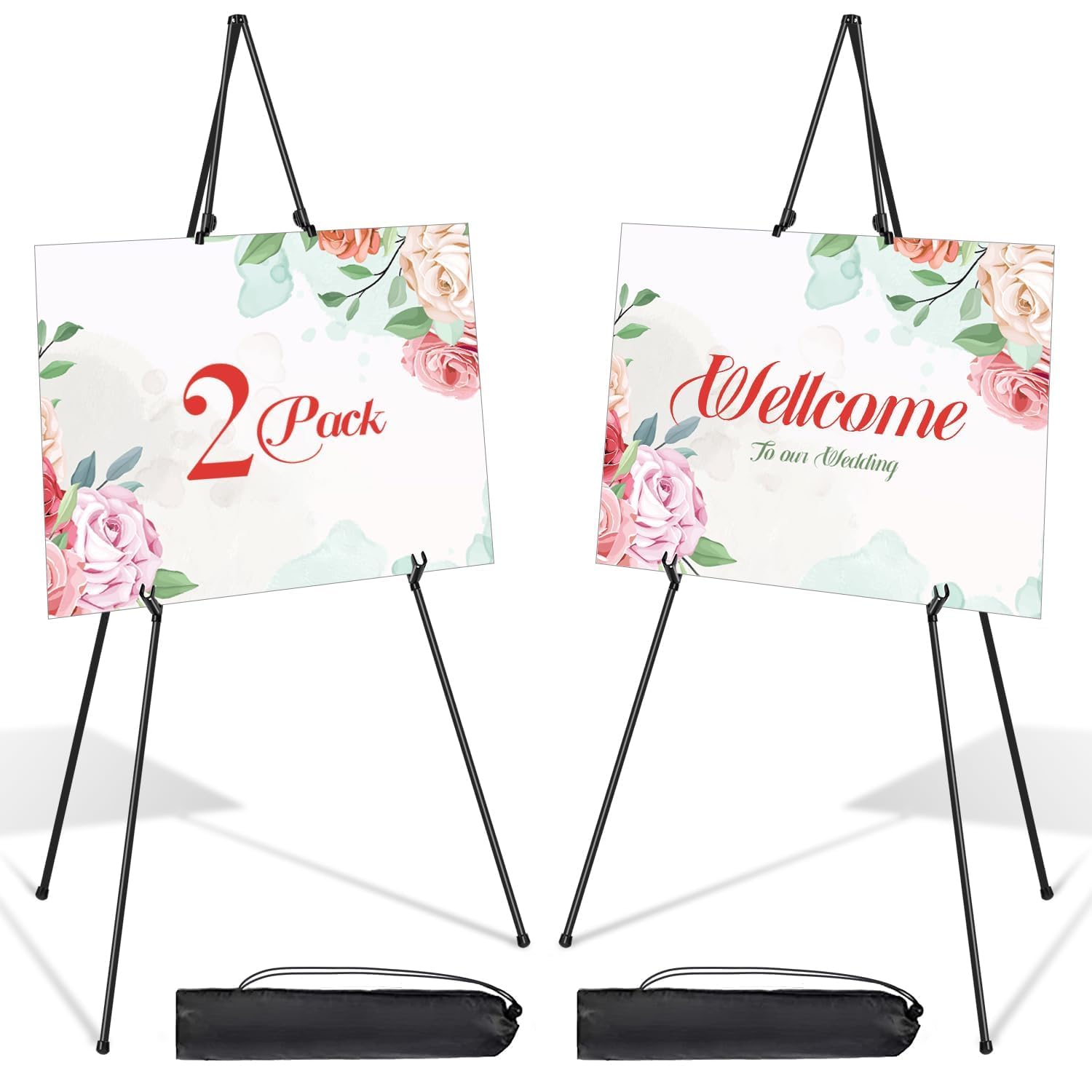 Display Easel Stand for Wedding Signs, EHWINE 2 Pack 63 Inch Foldable ...