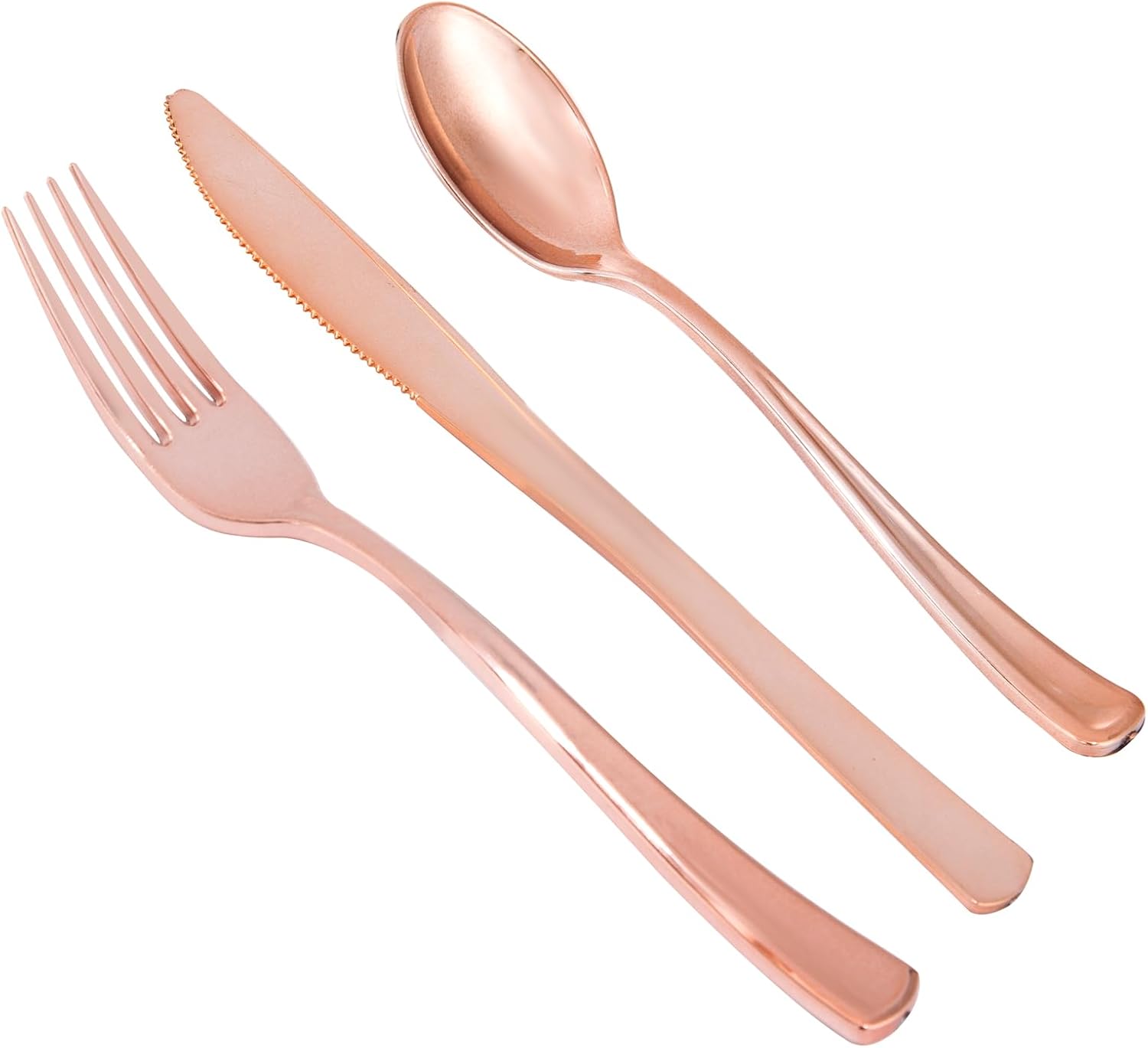 Amazon.com: Hioasis 360pcs Rose Gold Plastic Silverware Disposable ...