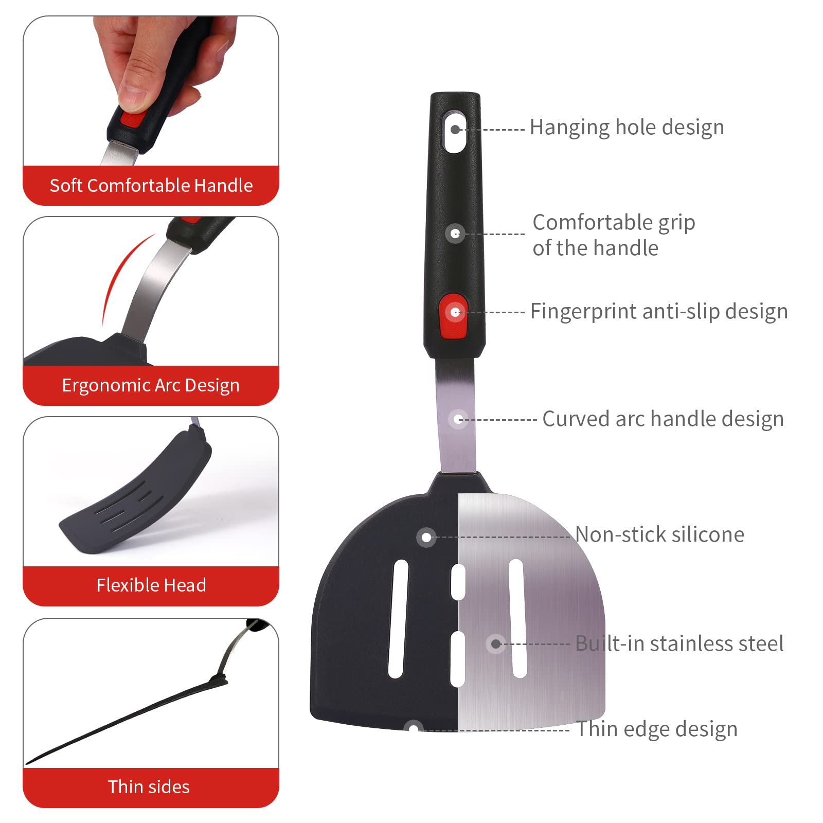 Snapklik.com : Hvanam Silicone Spatula Turner Set Large And Thin ...
