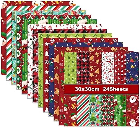 Amazon.com : GLKTOPO Double - Sided Christmas Scrapbook Paper Set, 12 ...