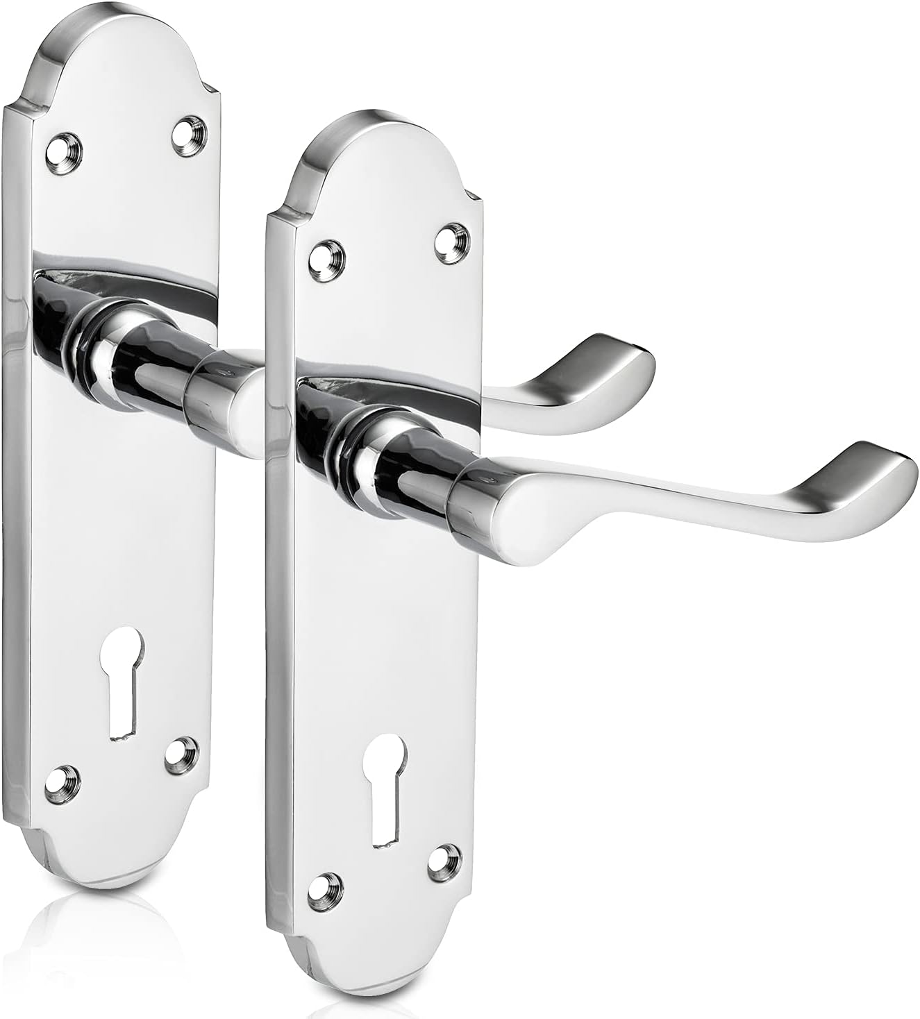 XFORT® Richmond Lever Lock Scroll Chrome Door Handles, Elegant Door ...