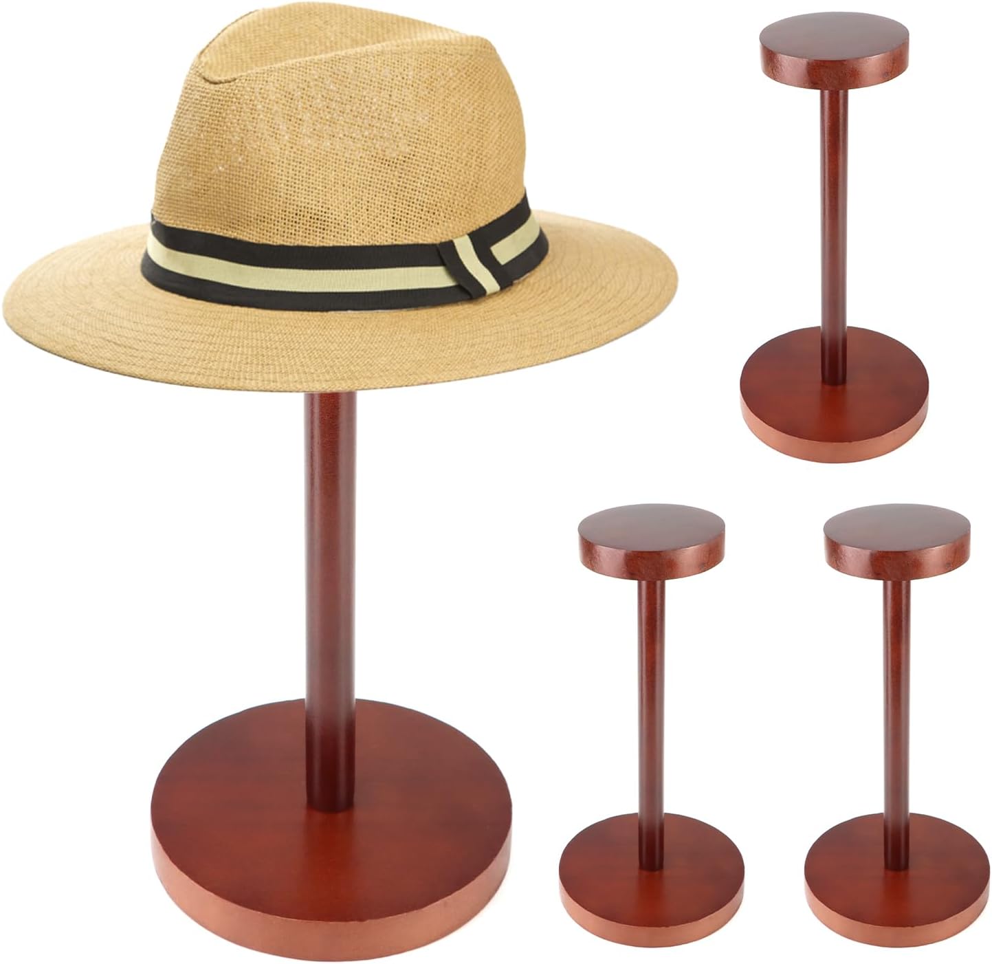 Amazon.com: QWORK 4-Piece Wood Hat Display Stand - Vintage Hat Rack ...