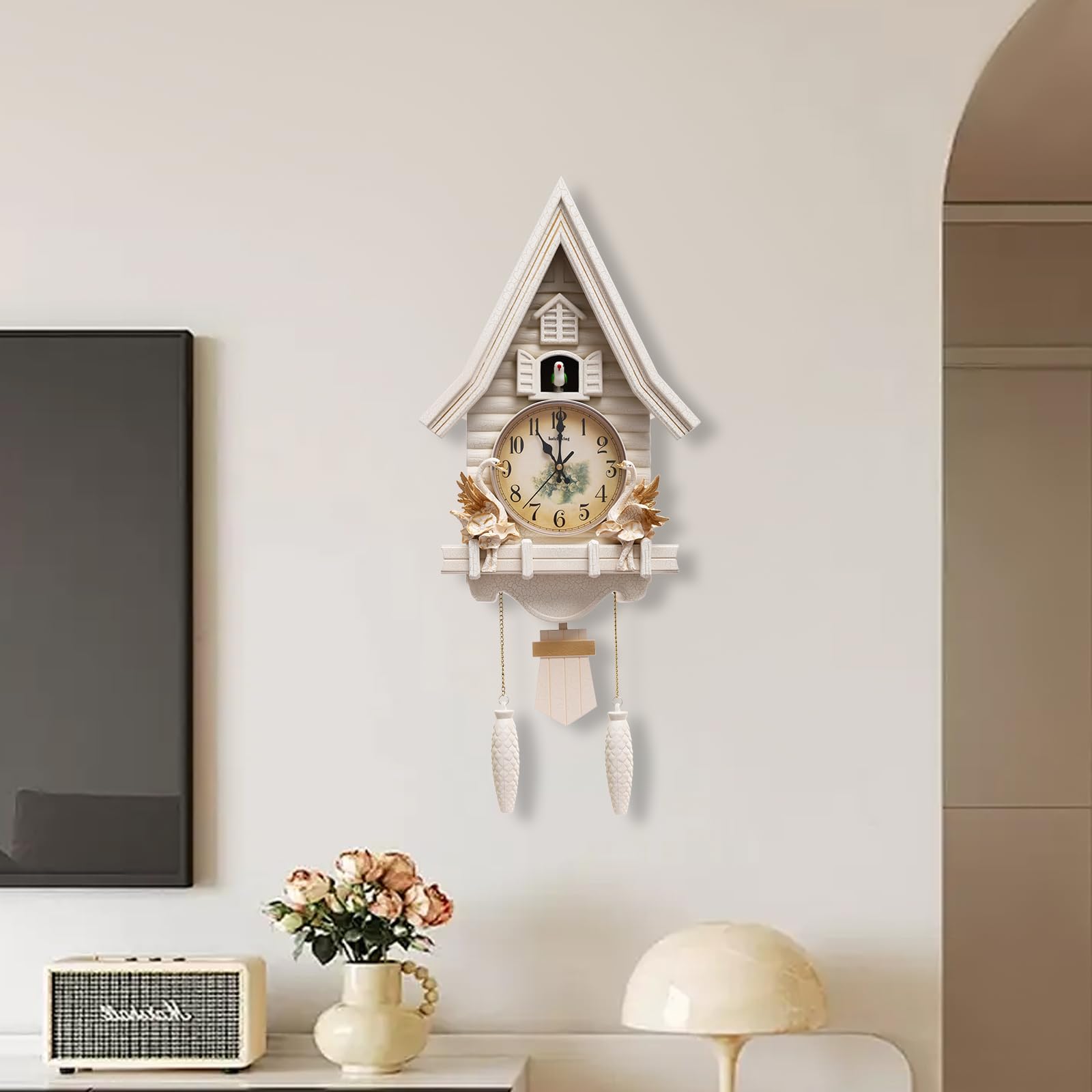 Cookoo Clock Vintage Style Decorative Cuckoo Clock - Large Silent Wall ...