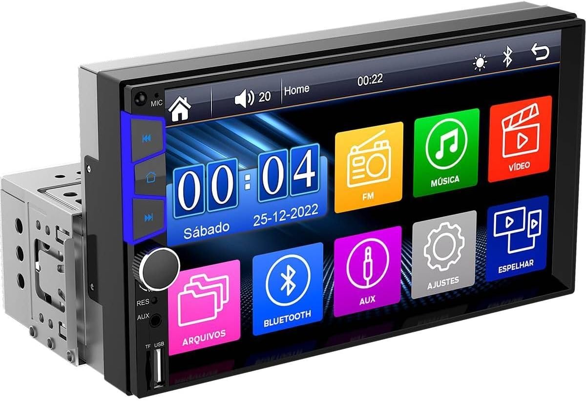 Central Multimídia Mp5 1Din 2Din Espelhamento iOS Android BT | Amazon.com.br