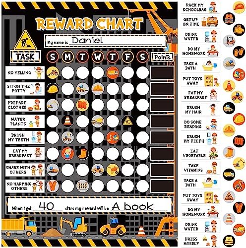 BeYumi 22Pcs Construction Truck Behavior Reward Charts Dry Erase ...