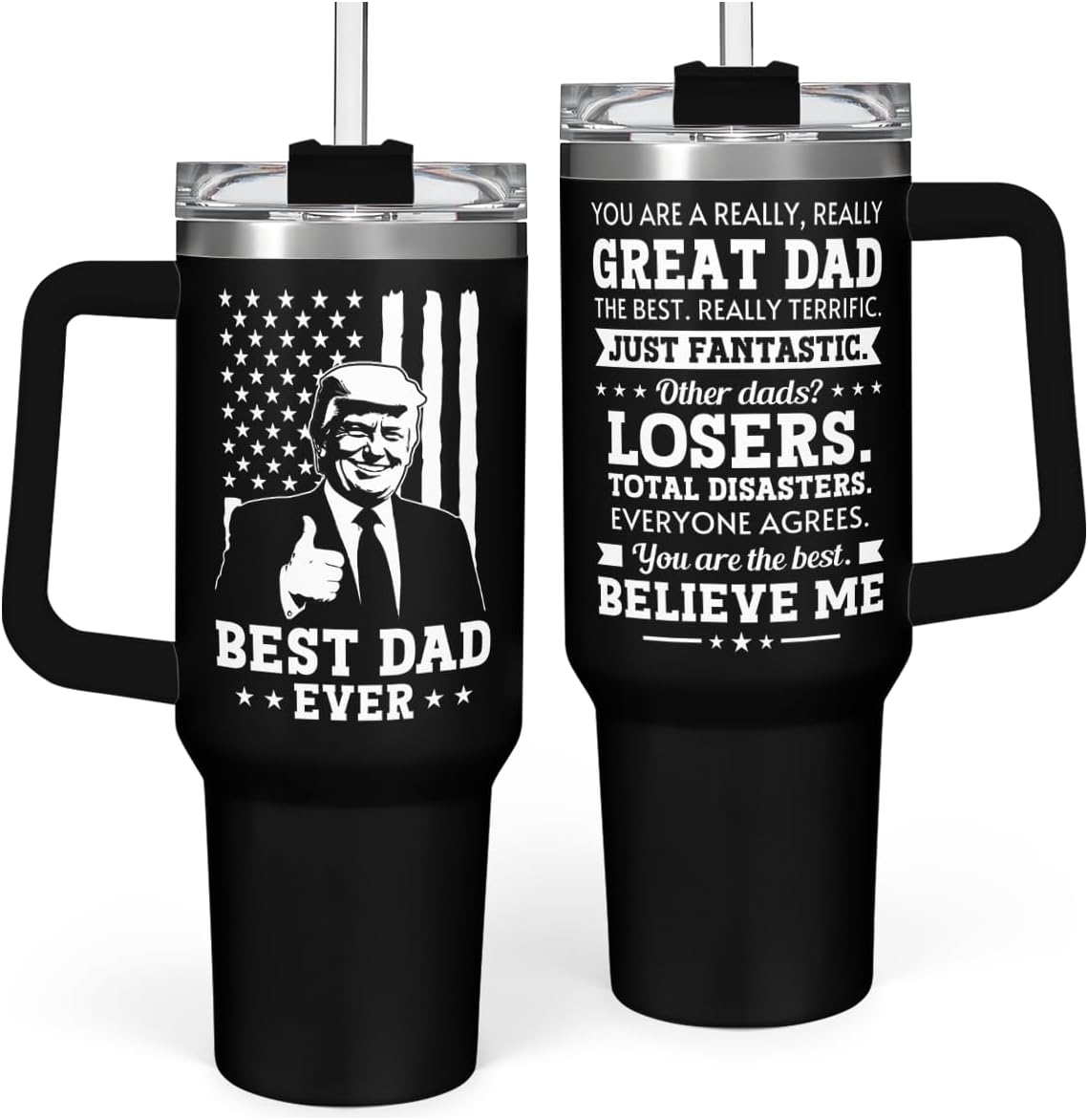 Amazon.com | wowcugi Best Dad Ever Tumbler with Handle 40oz, Trump Dad ...