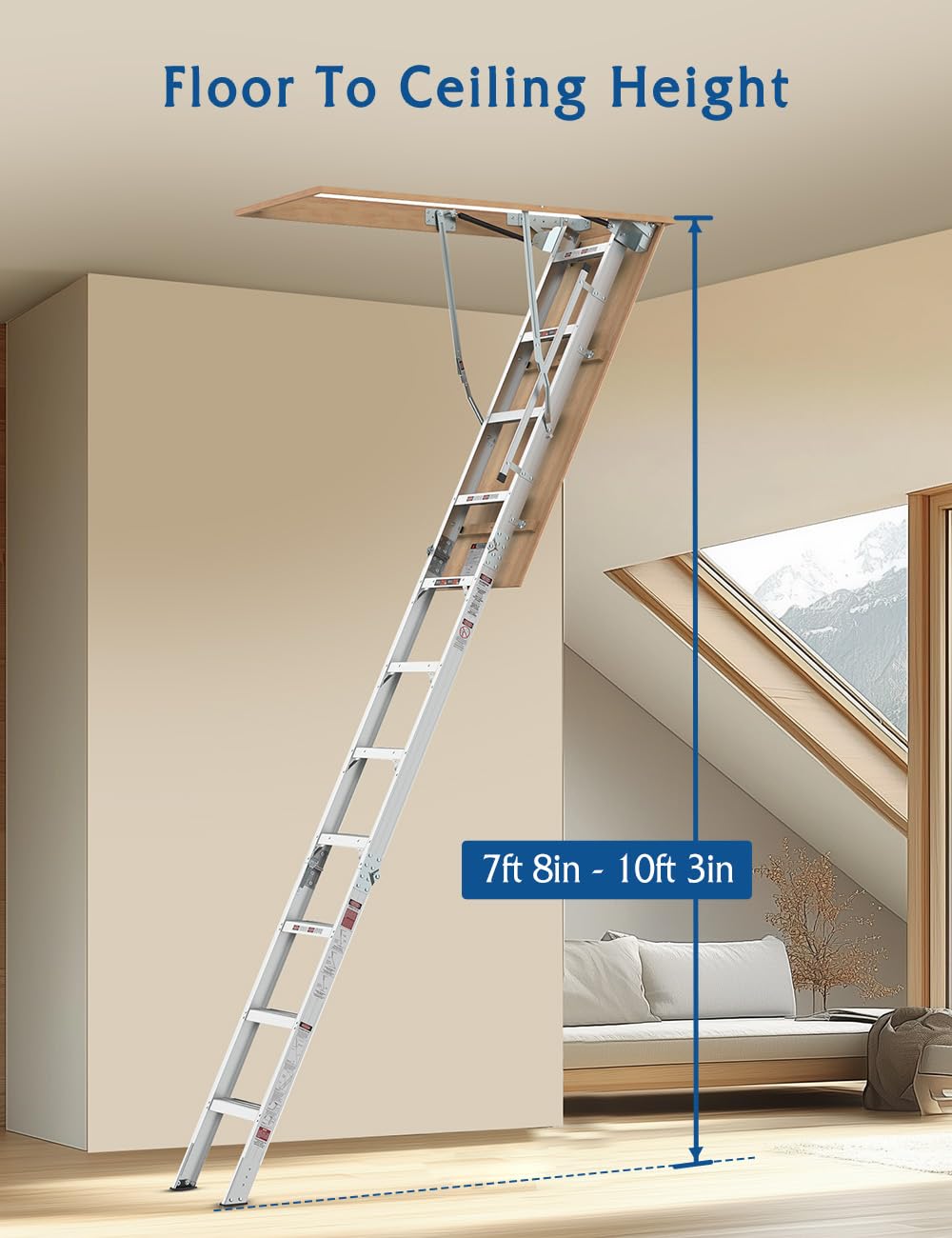 Snapklik.com : Aluminum Attic Ladder Pull Down System, 10 Foot Pull ...