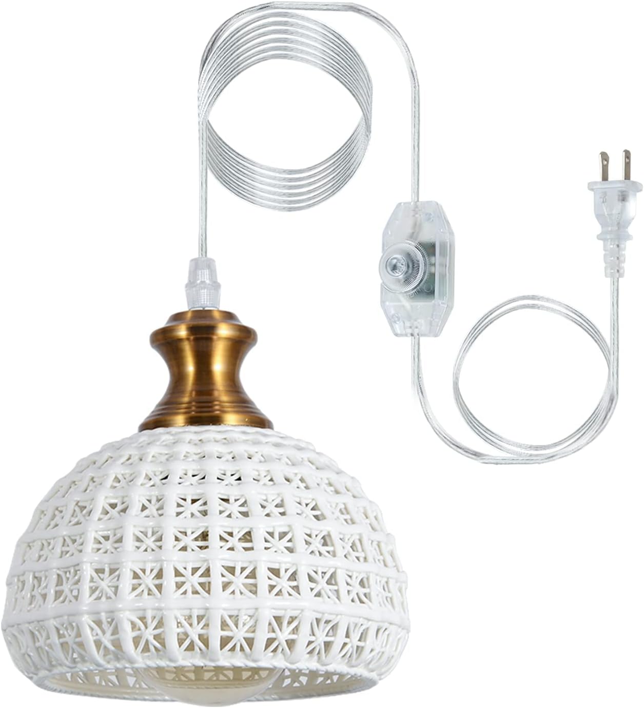 HMVPL Ceramic Plug in Pendant Light Fixture, Small Cute Hanging Light ...