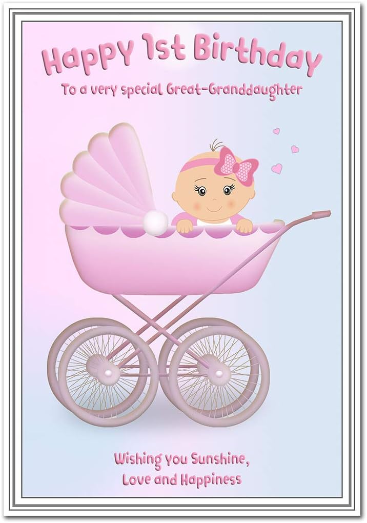 Great-Granddaughter 1st Birthday Card - Baby First 1st Birthday - 1 ...