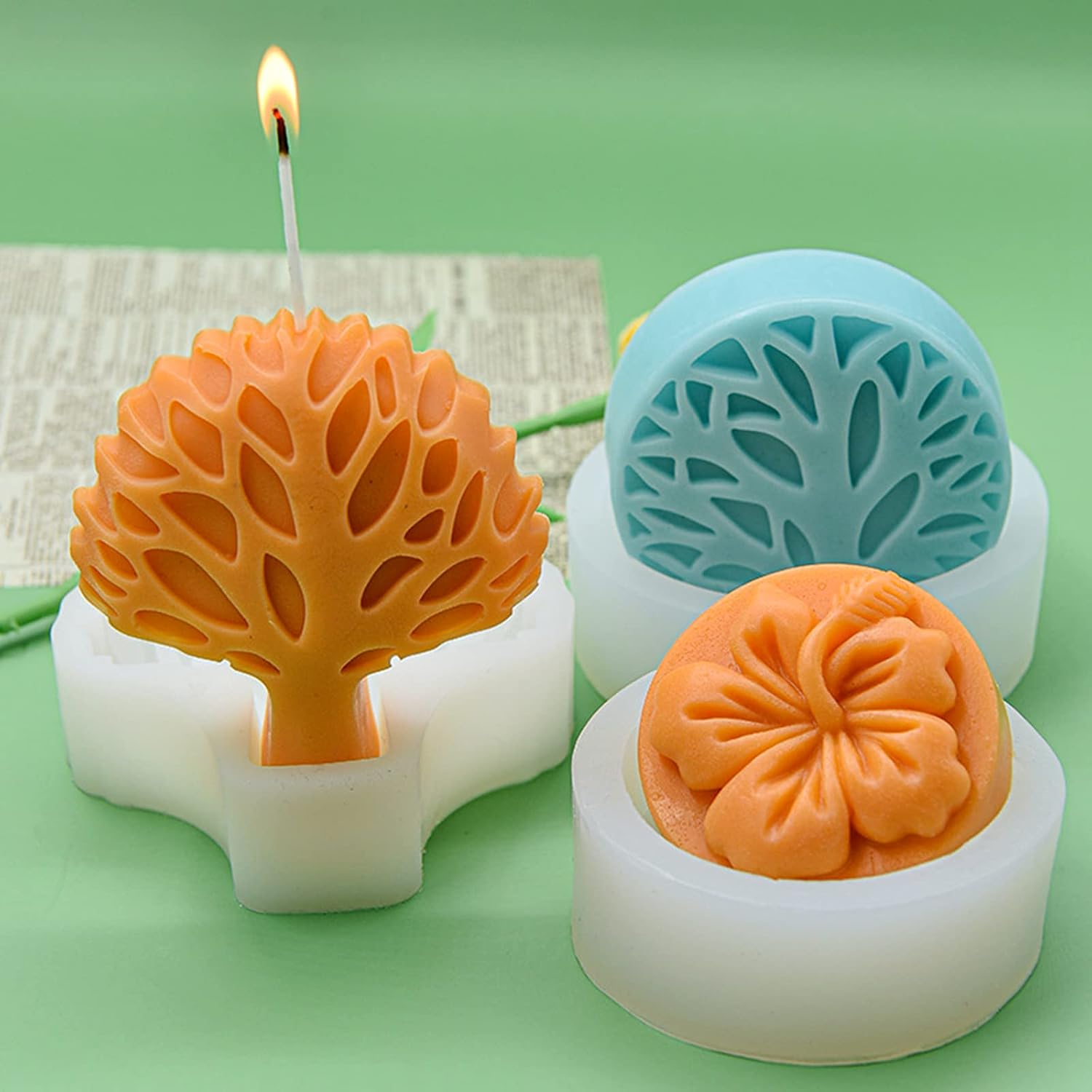 Amazon.com: Candle Molds Silicone, 3D Tree Silicone Candle Molds for ...
