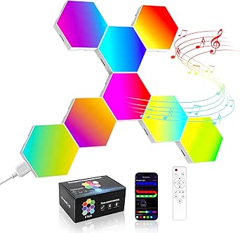 Kangtaixin Hexagon LED Lights 8 Pack - RGB Wall Panels with Music Sync ...