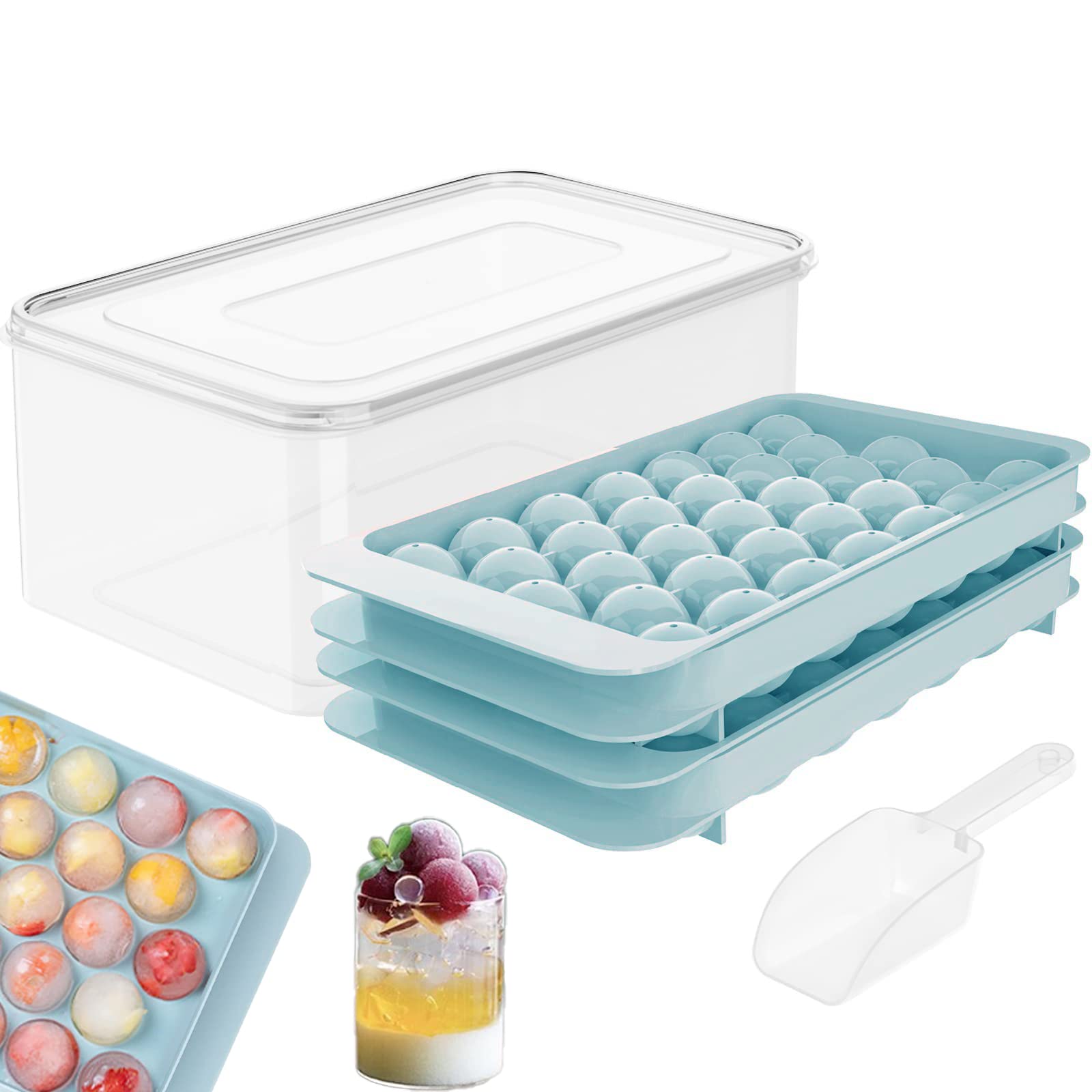 Mini Sphere Ice Cube Tray Balls, Round Ice Ball Maker Mould for Freezer ...