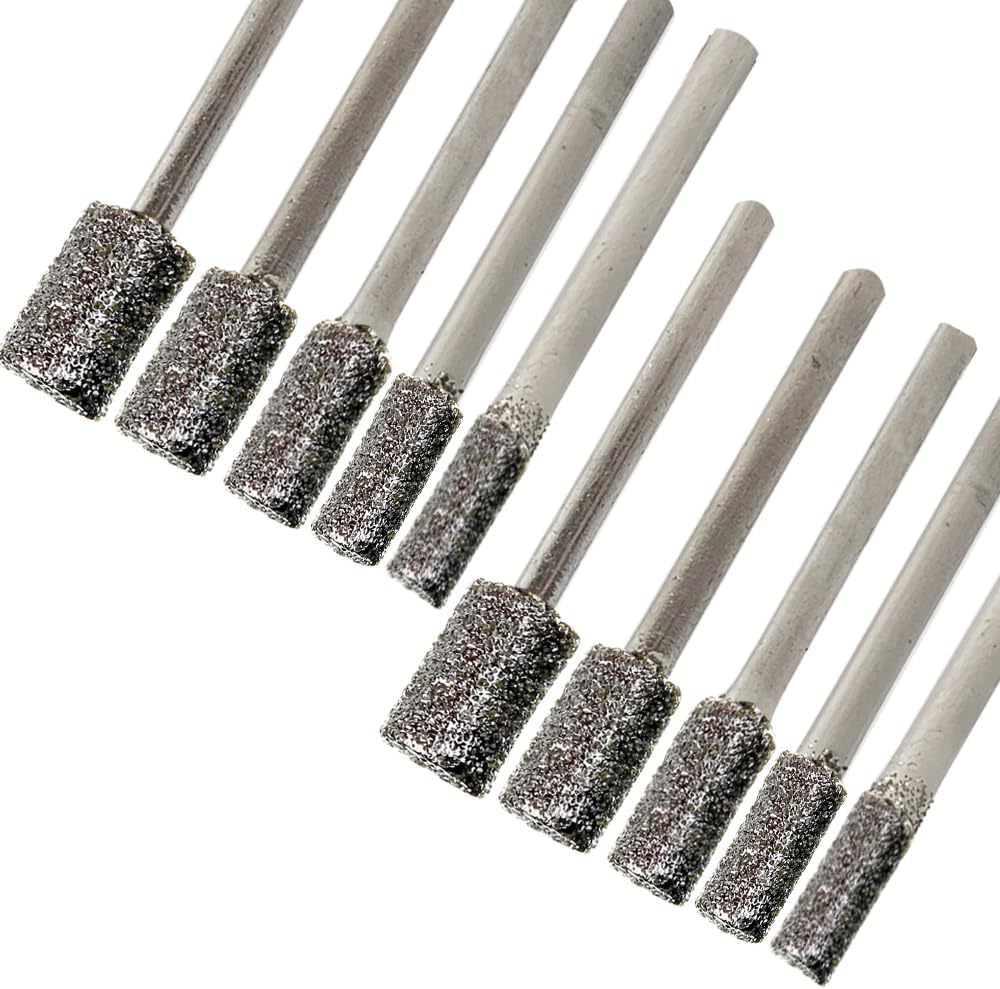 60 Grit Grinding Bit Sets, 1/8" Shank Diamond Coated Cylinder Head ...