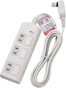 Amazon.co.jp: エルパ (ELPA) 耐雷フラットスイッチ付タップ 雷ガード 延長コード 3個口 2m 125V 15A 扉付 WBS-LS302F(W) : パソコン・周辺機器