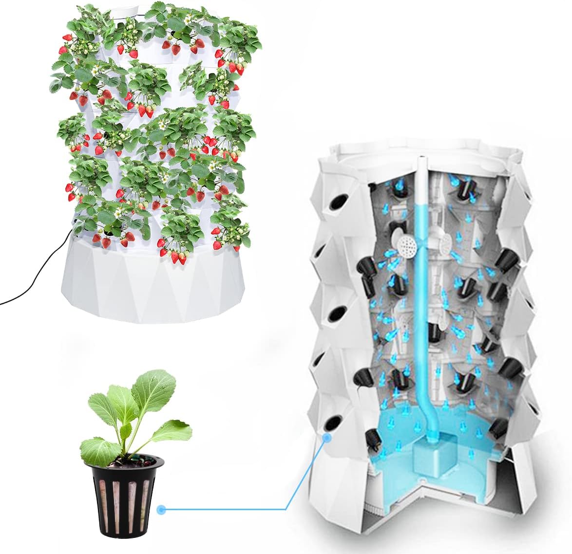 Amazon.com : ZXMT Hydroponics Tower Growing System,Vertical Farming ...