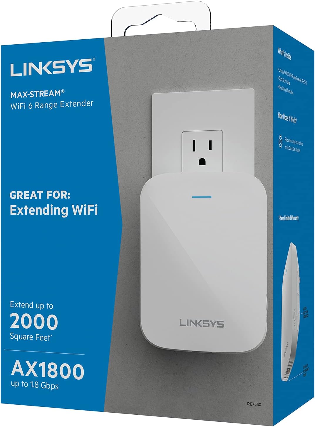 Amazon.com: Linksys RE7350 Dual-Band Wi-Fi 6 Wireless Range Extender ...