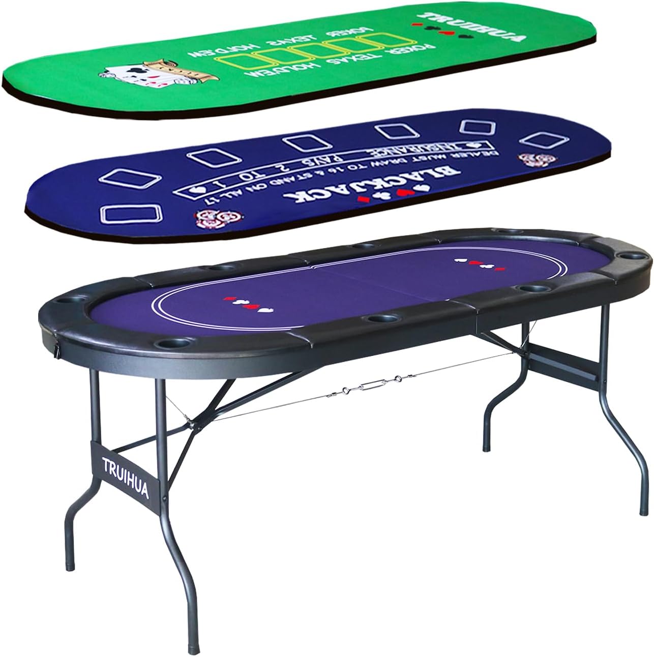 Amazon.com: 8 Player Folding Poker Table with 2 Interchangeable Game ...