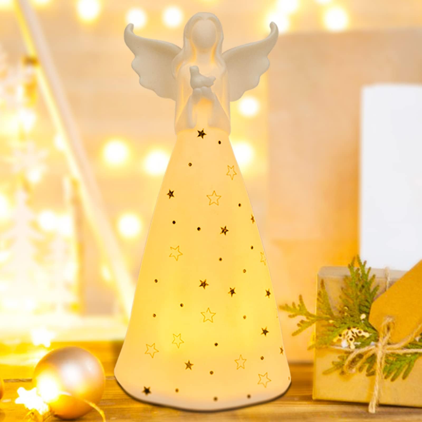 Amazon.com: ART & ARTIFACT Lighted Angel Statue - LED Light Mercury ...