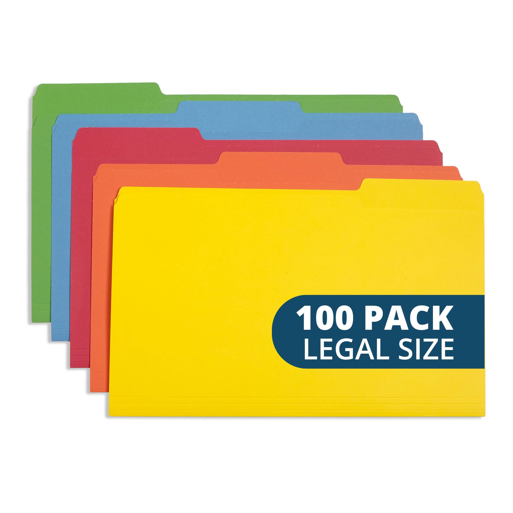 Blue Summit Supplies Colored File Folders Legal Size, 1/3 Cut Tab ...
