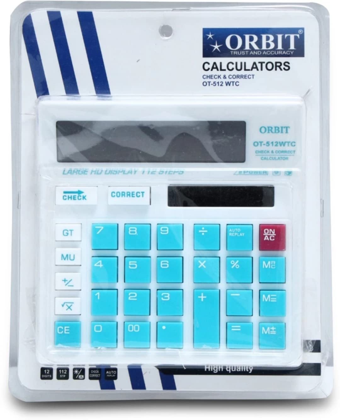 Orbit OT-512 WTC Basic 12 Digit Colorful Calculator Blue : Amazon.in ...