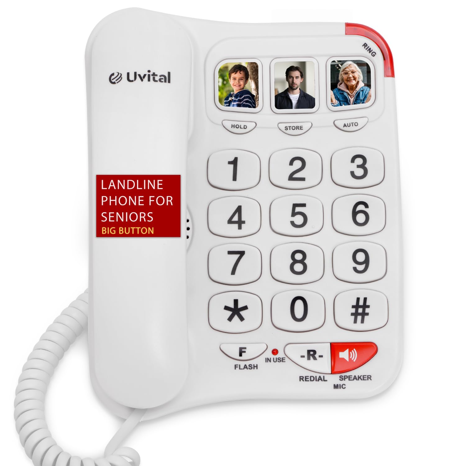 Uvital Big Button Phone for Seniors-Simple Basic Telephone for Elderly ...