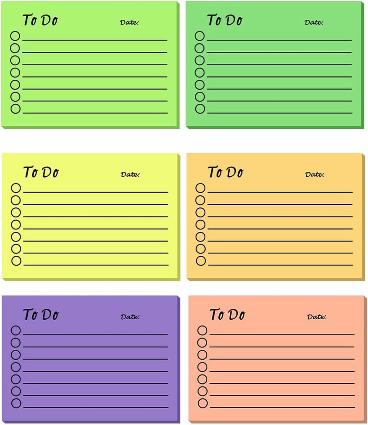 to Do List Self-Stick Notes, Sticky Notes 6 Pack Colorful to Do List ...